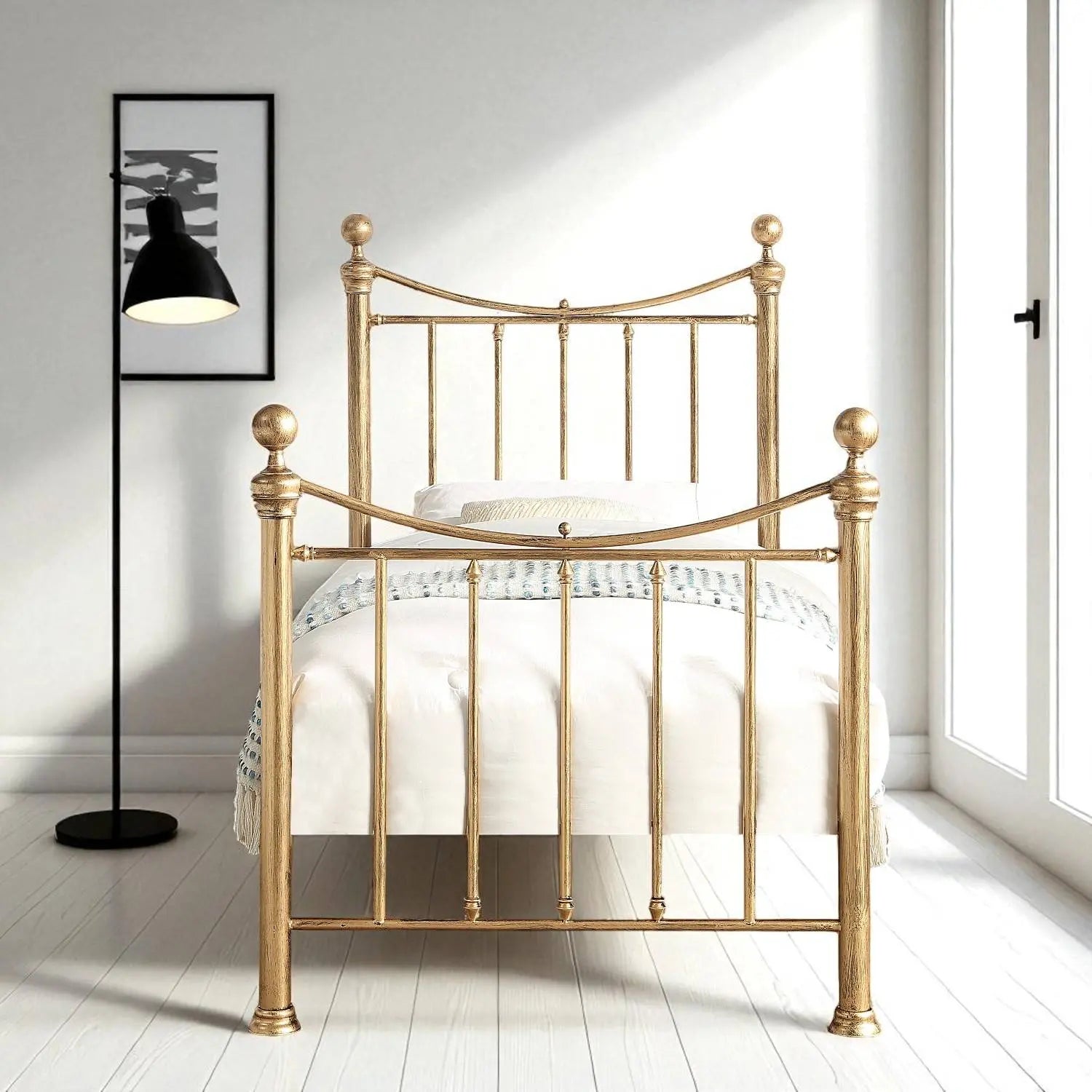 Hampstead Antique Brass Effect Traditional Metal Bed Frame - OAT Home