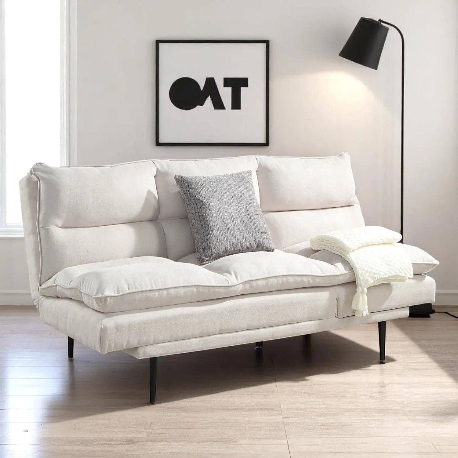 Sennen Fabric Upholstered Cushion Padded Sofa Bed – OAT Home