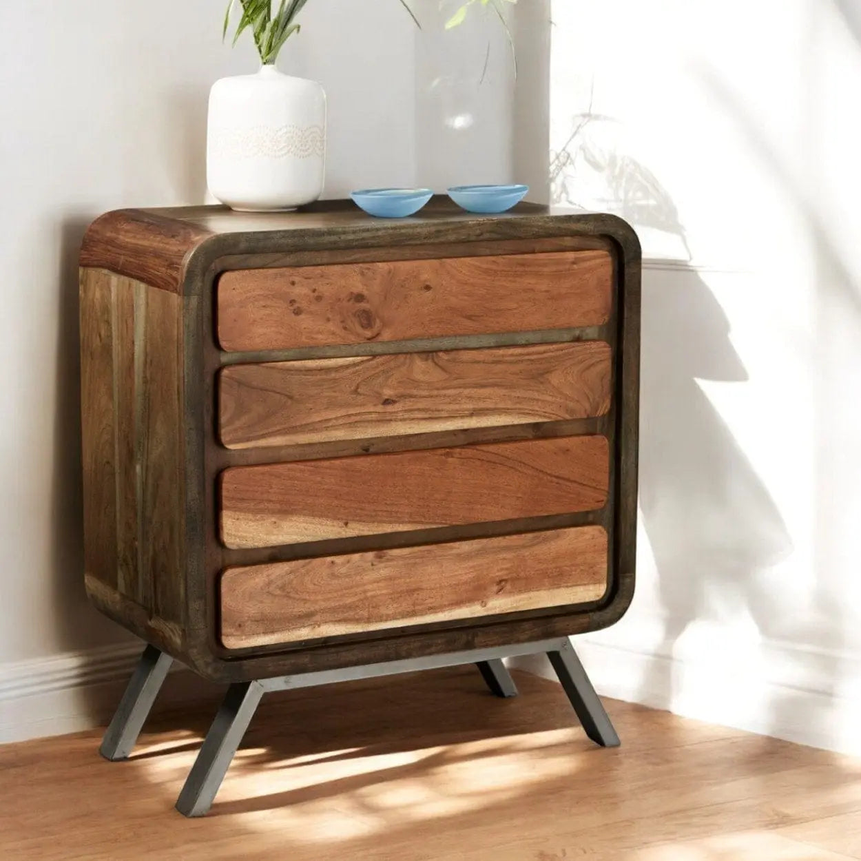 Adare Wide Wooden Chest of 4 Drawers - OAT Home