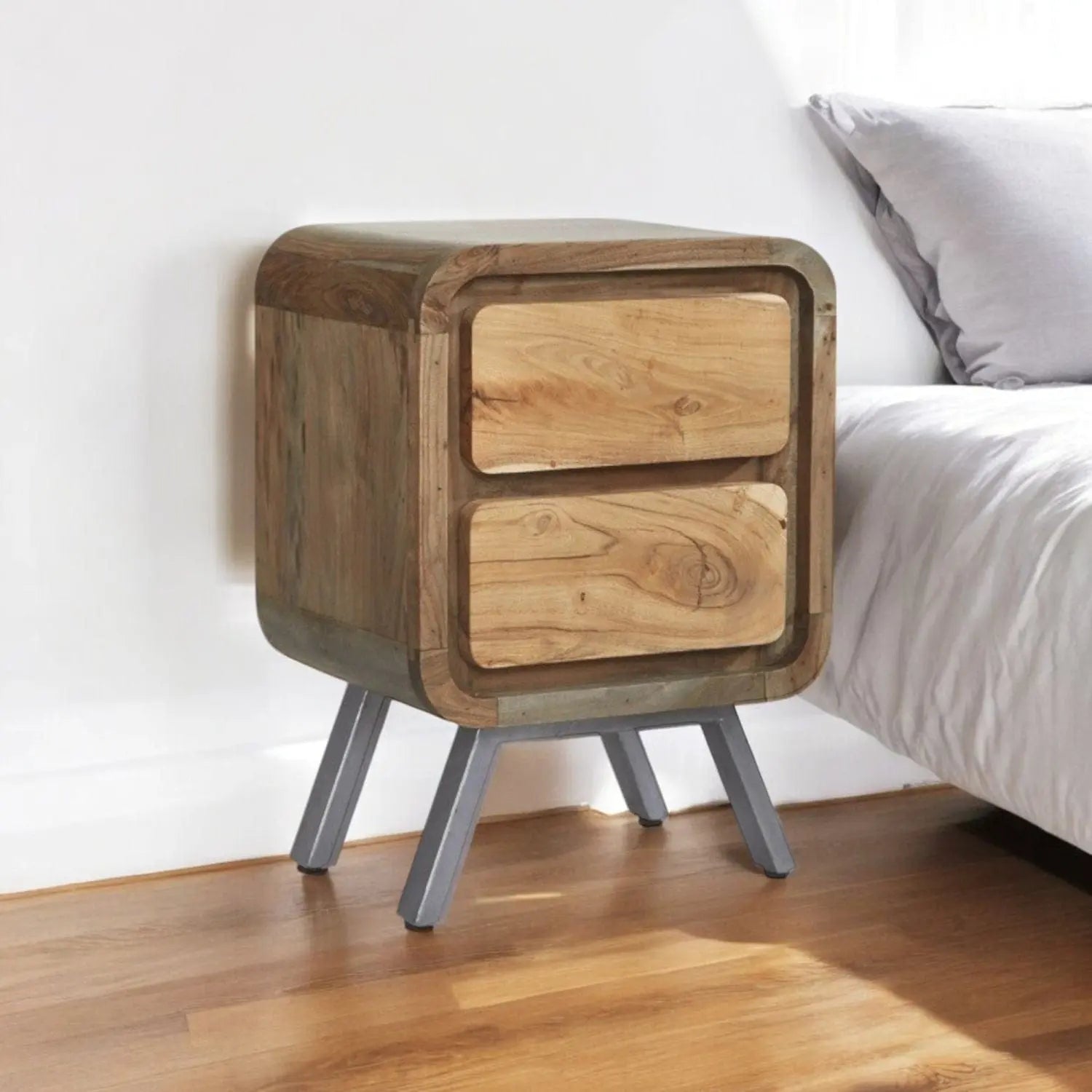 Adare Wooden 2 Drawer Bedside Table - OAT Home