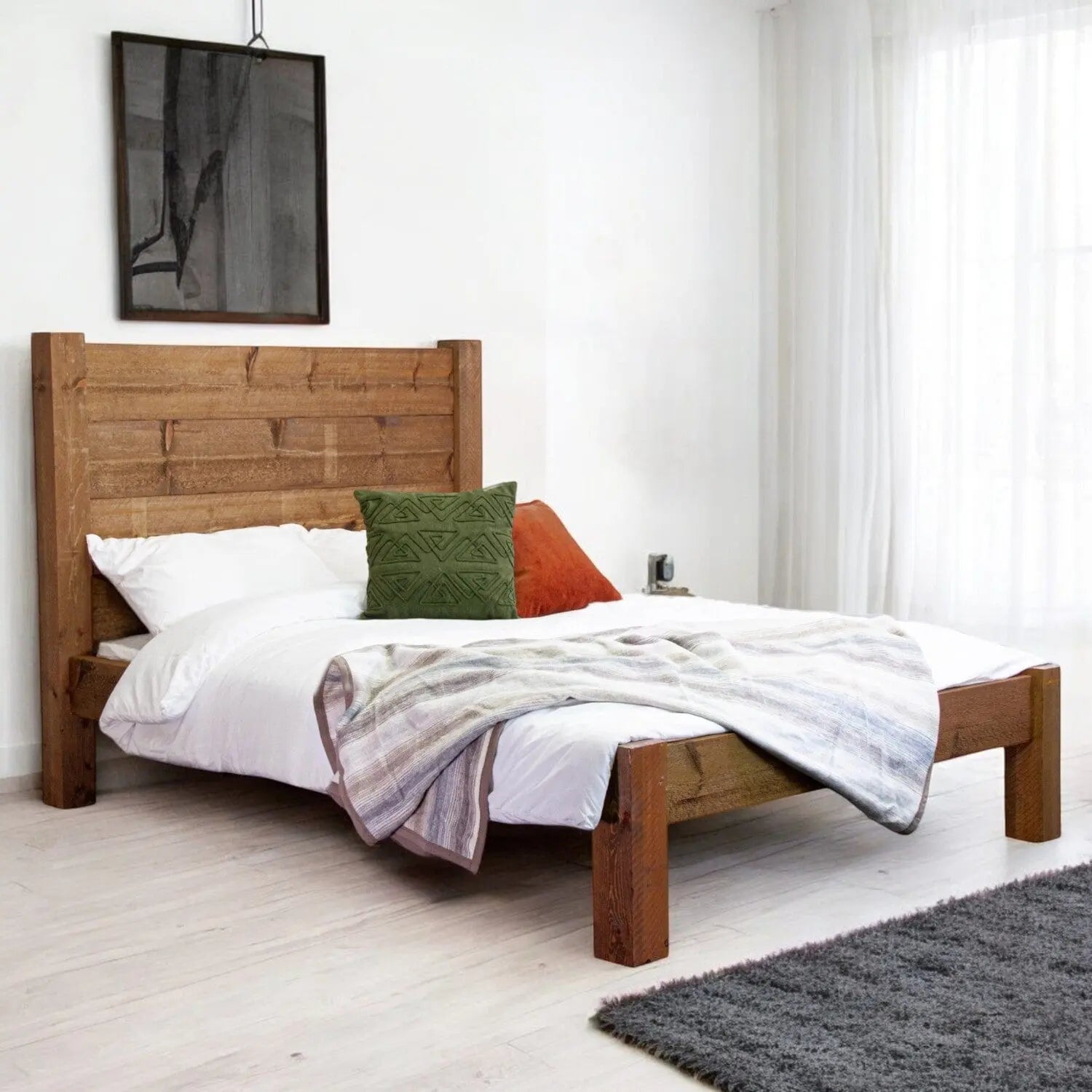 Braemar Solid Wooden Rustic Oak Bed Frame – OAT Home