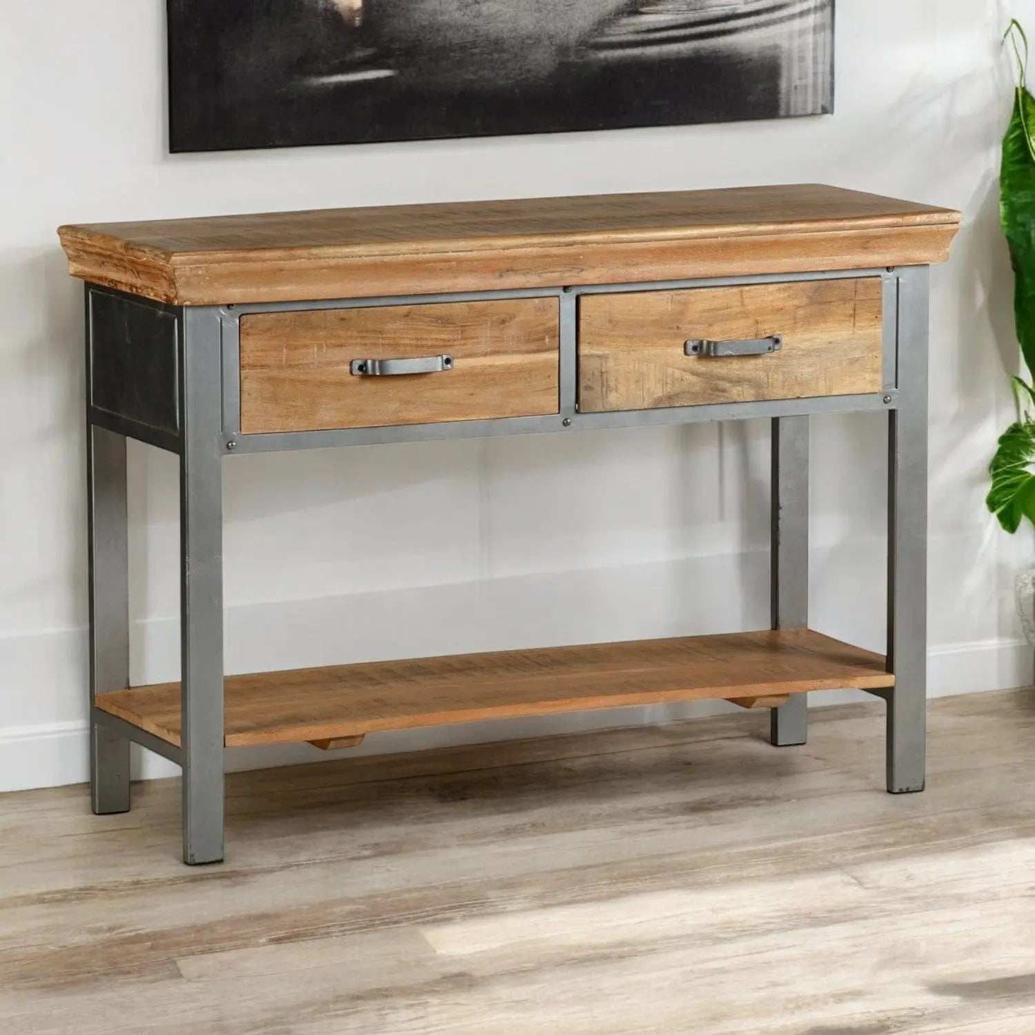 Cork Wooden 2 Drawer Console Table - OAT Home