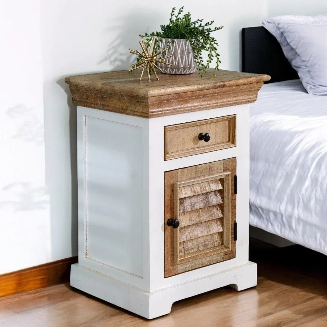 Doonbeg Wooden Bedside Table Cabinet - OAT Home