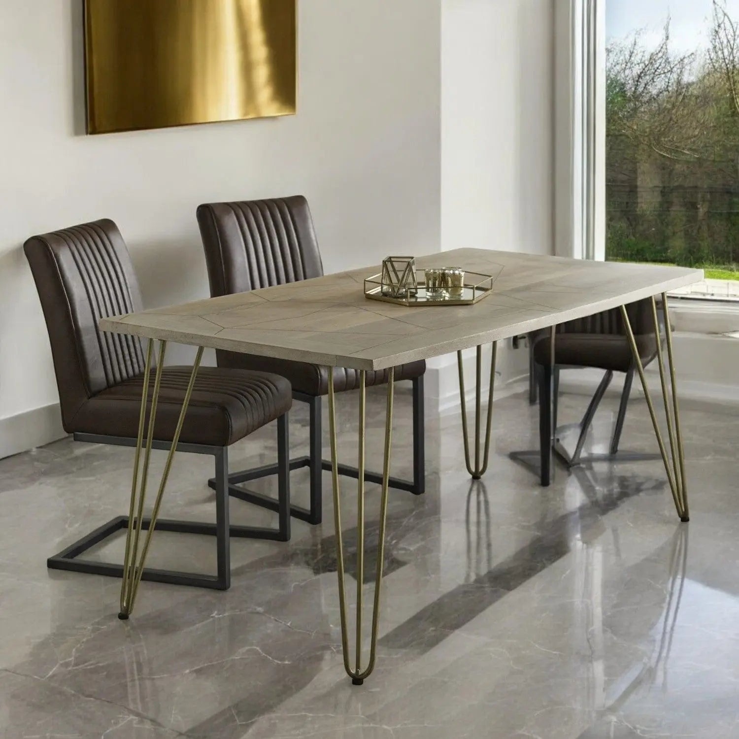 Galway Wooden Light Gold 160cm Dining Table - OAT Home