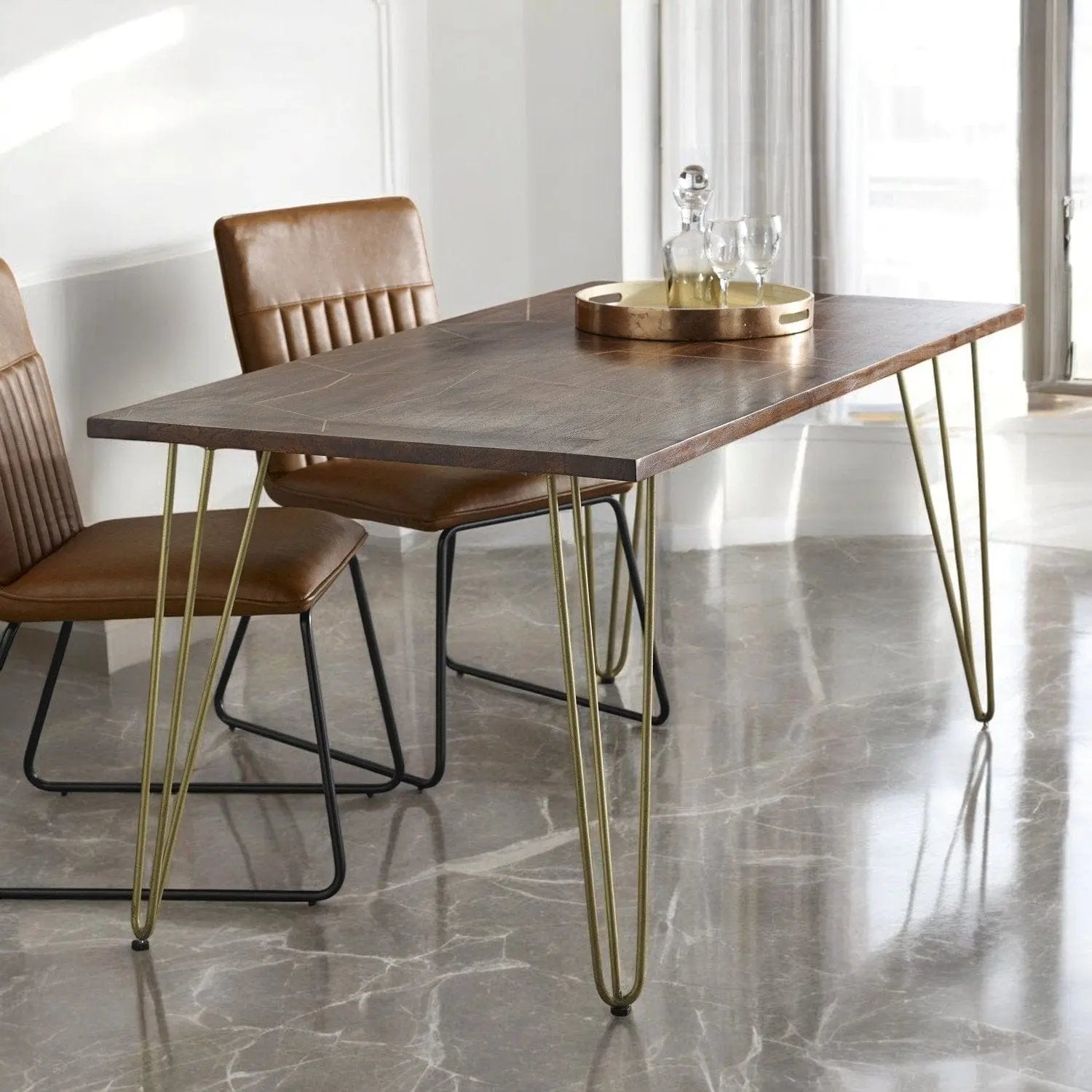 Limerick Wooden Dark Gold 160cm Dining Table - OAT Home