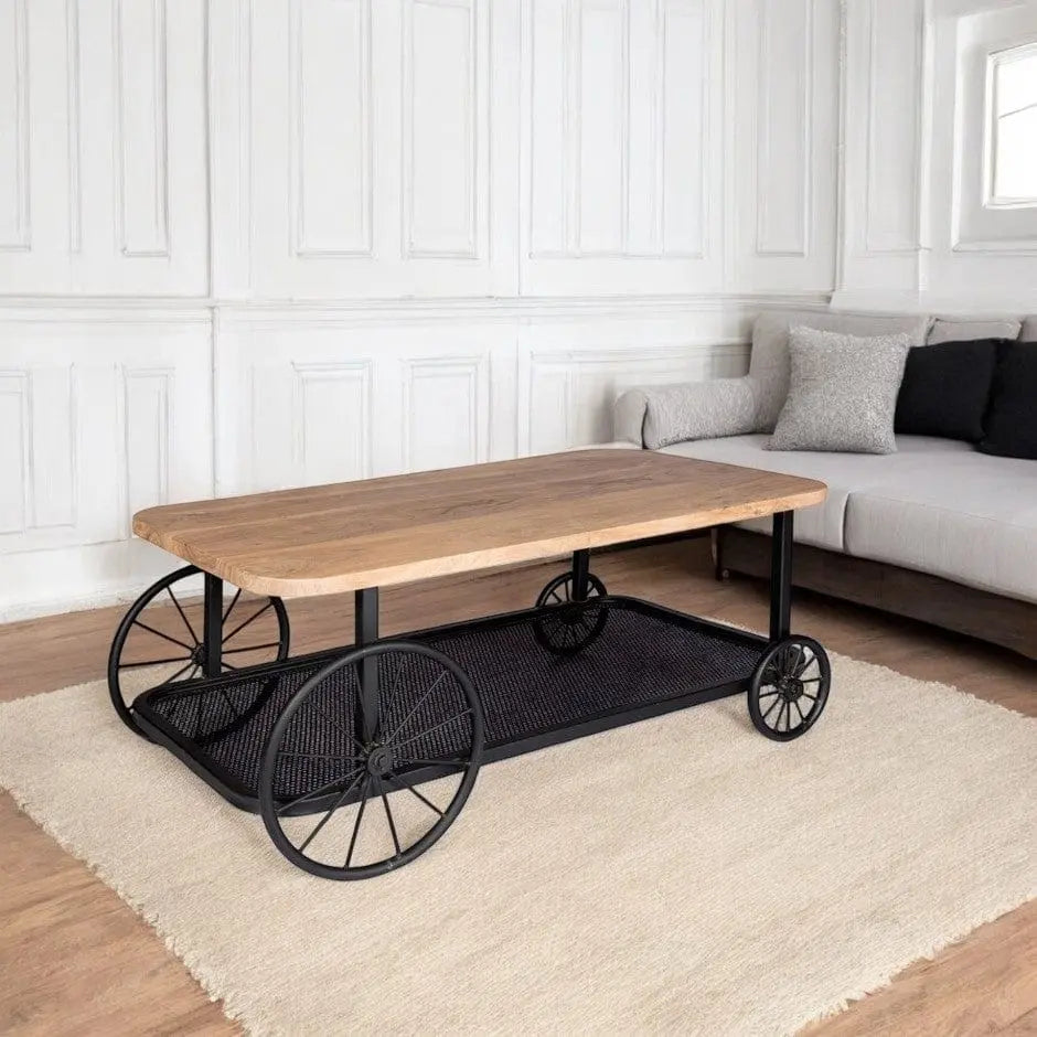 Longford Industrial Metal & Wood Coffee Table - OAT Home