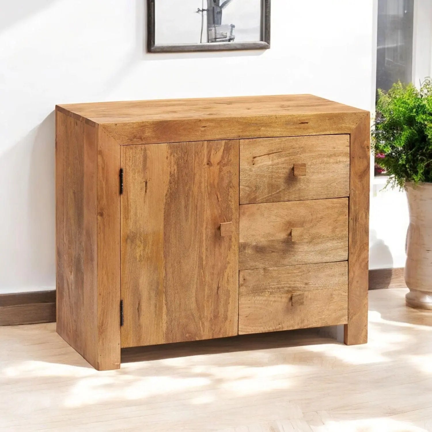 Tibradden Wooden 1 Door & 3 Drawer 88cm Sideboard - OAT Home