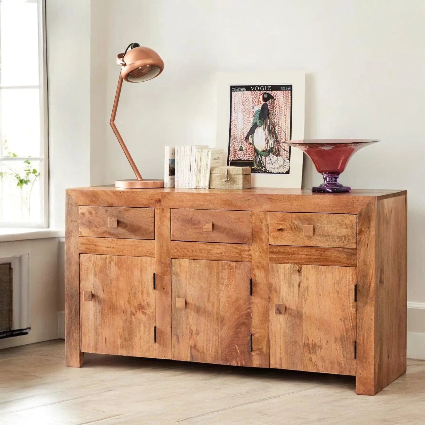Tibradden Wooden 3 Doors & 3 Drawers 135cm Sideboard - OAT Home