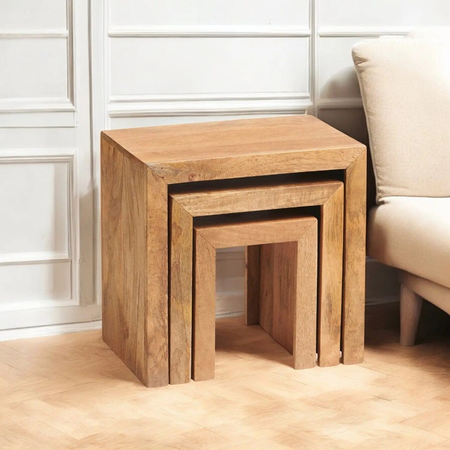 Tibradden Wooden Nest Of 3 Tables - OAT Home